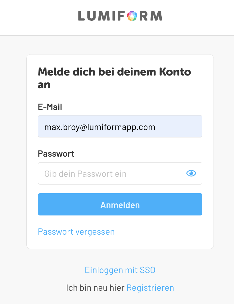 Erste Schritte: Übersicht von Lumiform